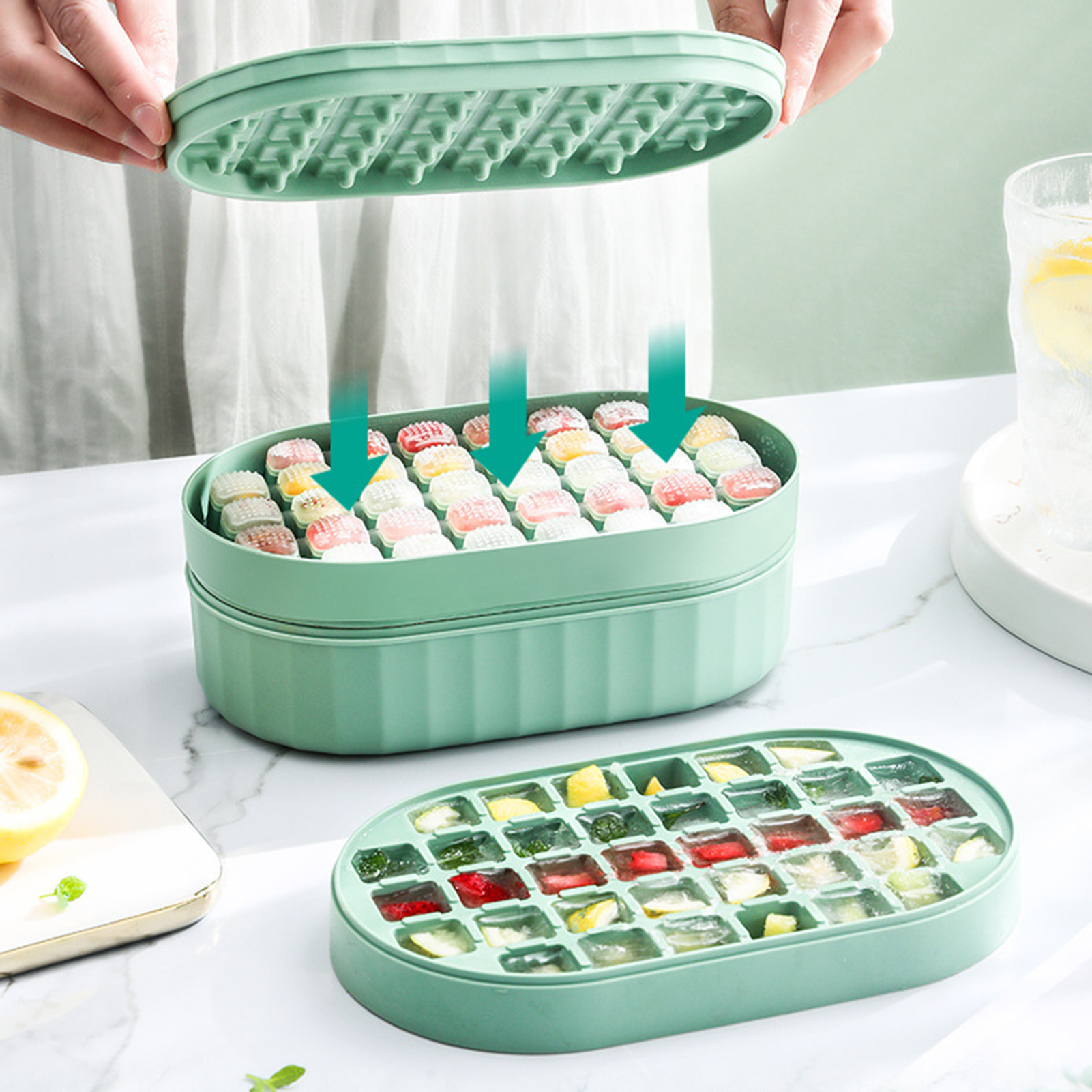 SKY-Bac à Glaçons Grande Capacité 36 Grilles Multi-couches Flexible ...